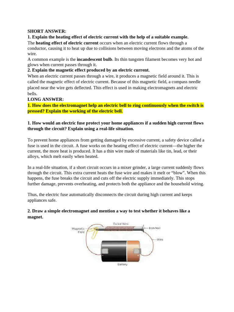 Electric Current and Its Effect | PDF