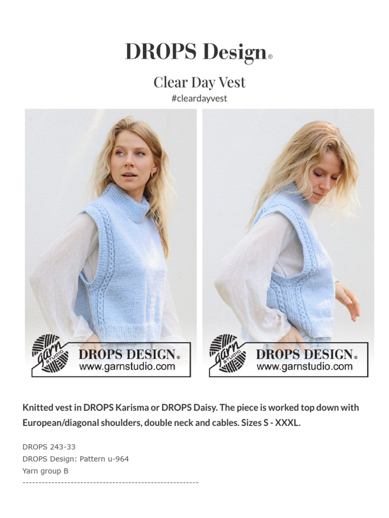 Clear Day Vest - Knitted Vest in DROPS Karisma or DROPS Daisy. the ...