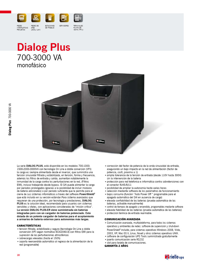SAI Dialog Plus 700-3000 VA: Características y Modelos | PDF | Software ...