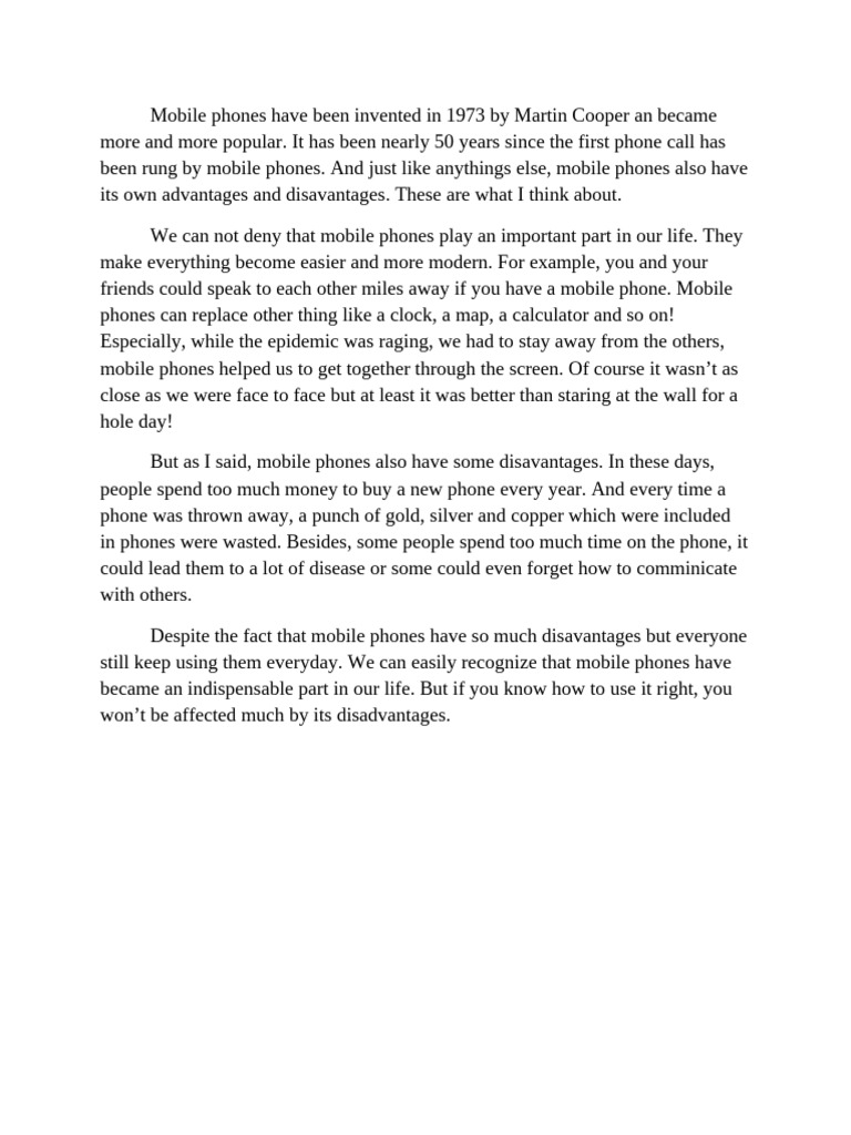 Essay About Mobile Phones! | PDF