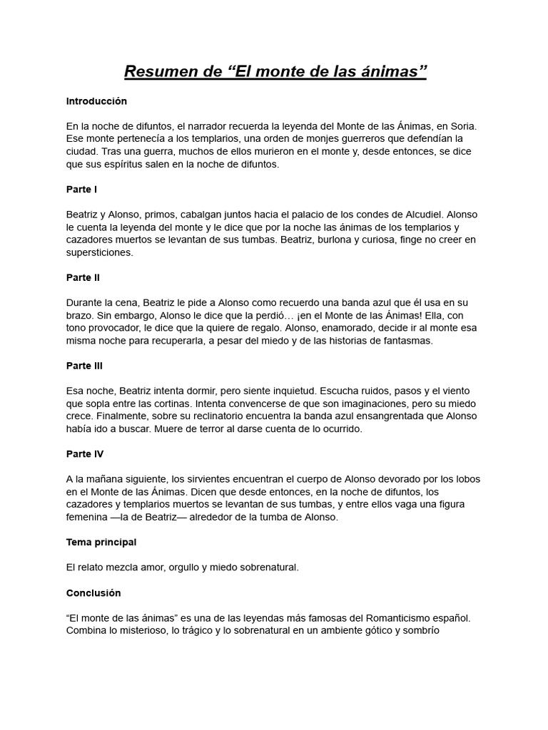 Resumen de "El monte de las ánimas" | PDF | Ficcion gotica | Frankenstein