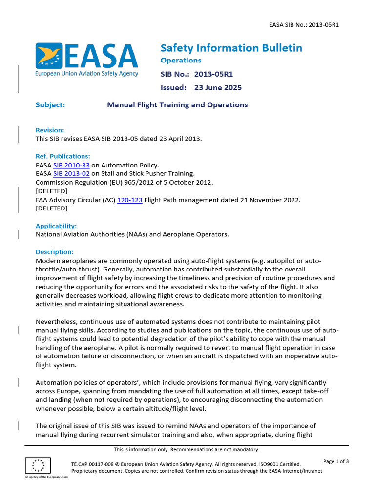EASA_SIB_2013-05R1_1 | PDF | Aviation Safety | Federal Aviation ...