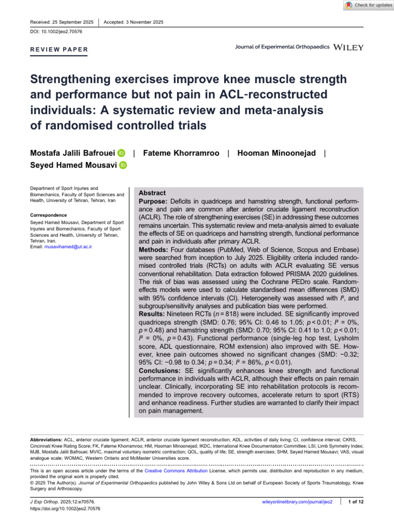 Strength Exercises Boost Knee Strength After ACLR | PDF | Systematic Review