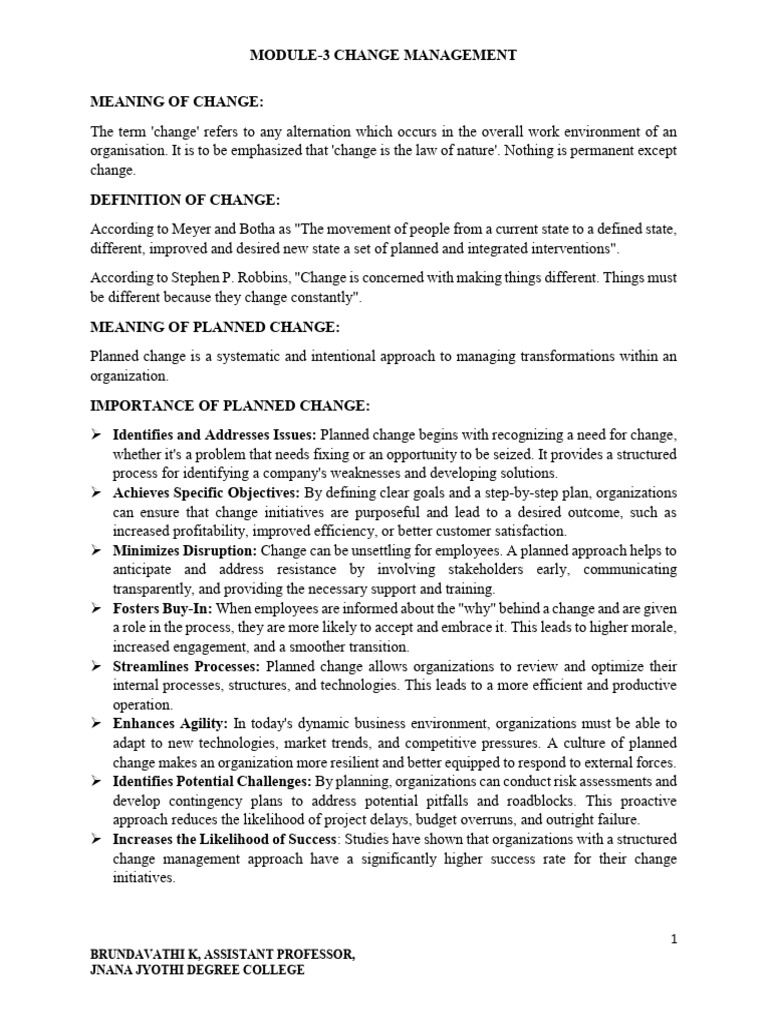 Understanding Planned Change Management | PDF | Change Management ...
