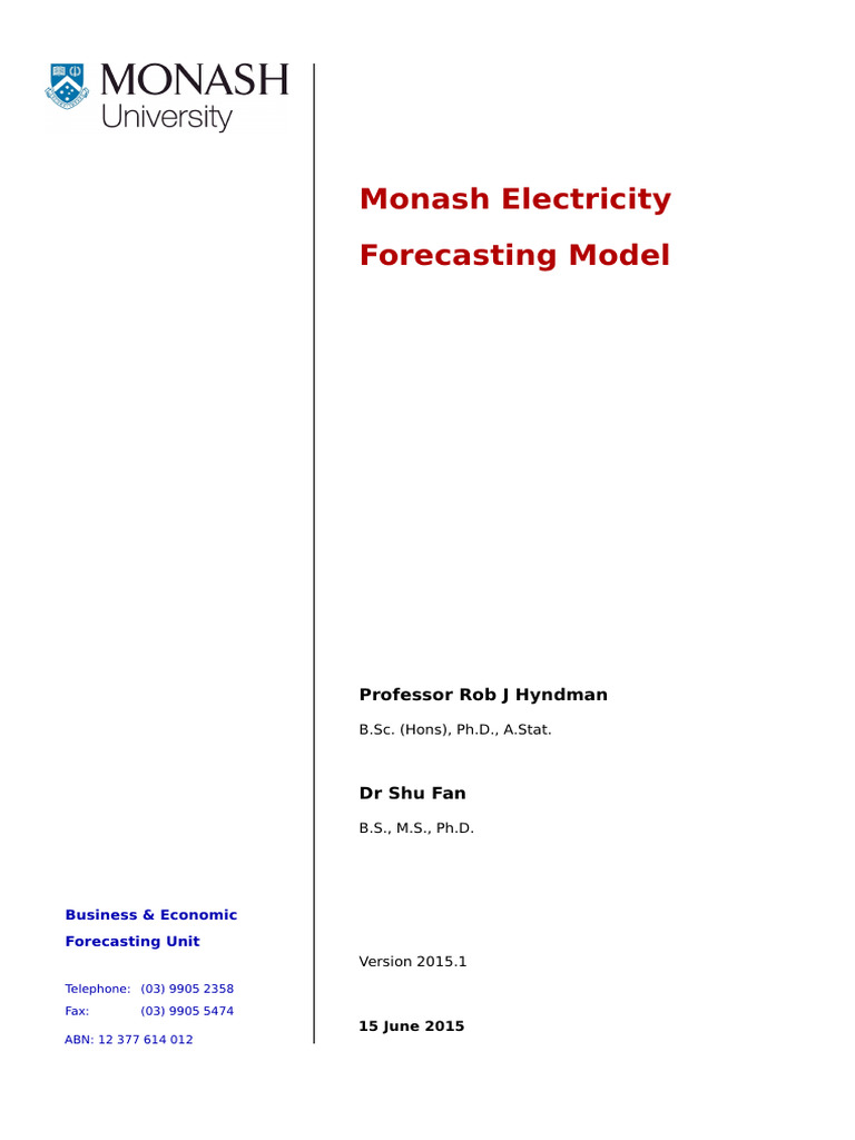MonashElectricity Load Forcasting Model | PDF | Regression Analysis ...