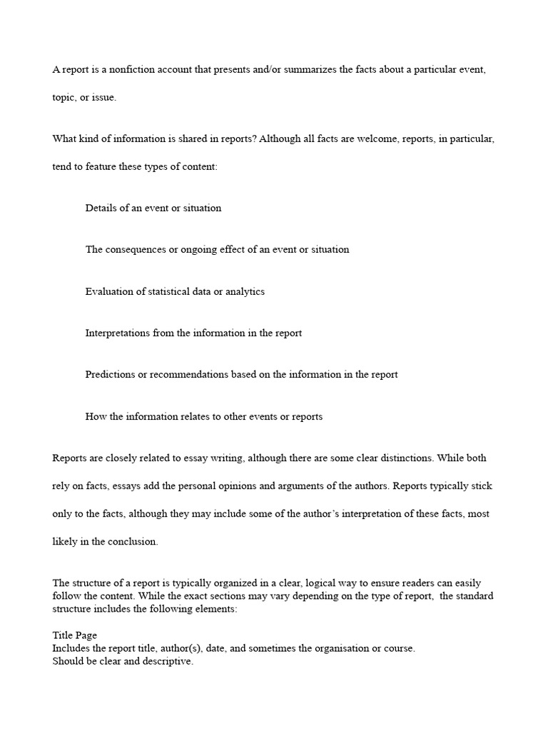 Understanding Report Structure and Analysis | PDF