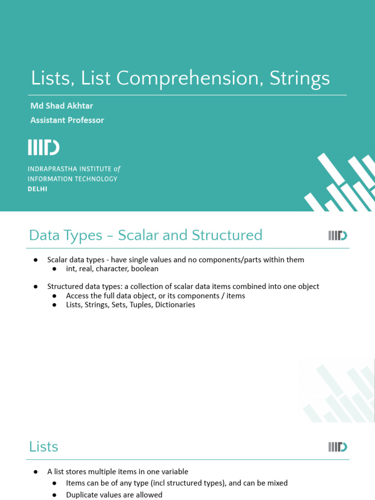 L11,12,13 List Strings | PDF | Computer Programming | Software Engineering