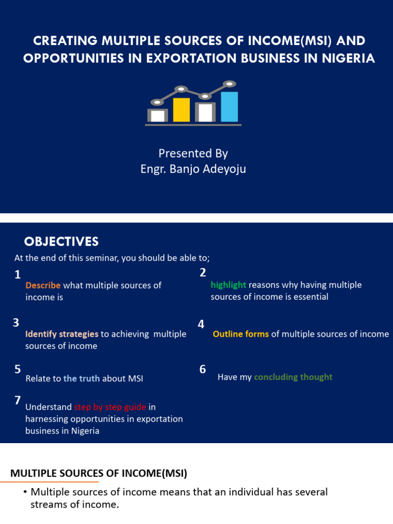 Creating Multiple Sources of Income and Opportunities in Exportation ...