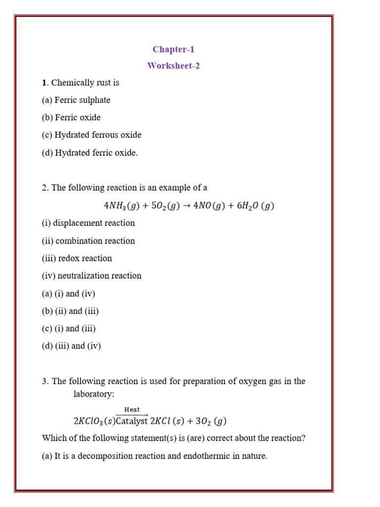 Chemical Equations | PDF | Chemical Reactions | Oxide