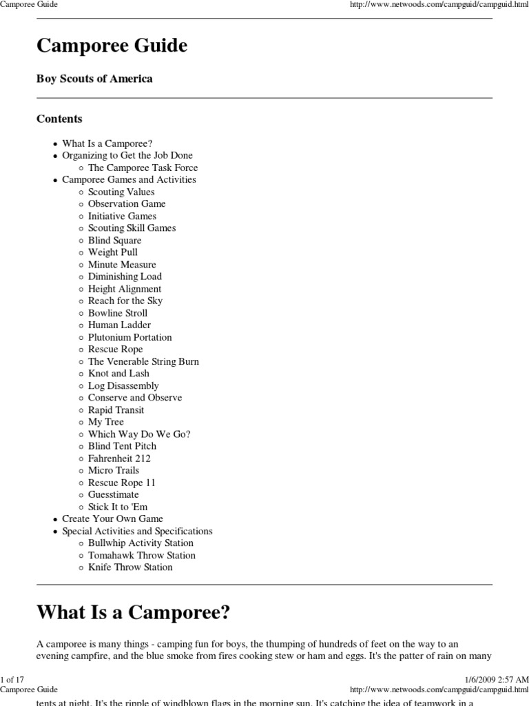 Camporee Planning and Activities Guide | PDF | Boy Scouts Of America ...