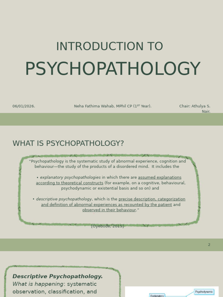 introduction to psychopathology_neha (1) | PDF | Psychopathology ...