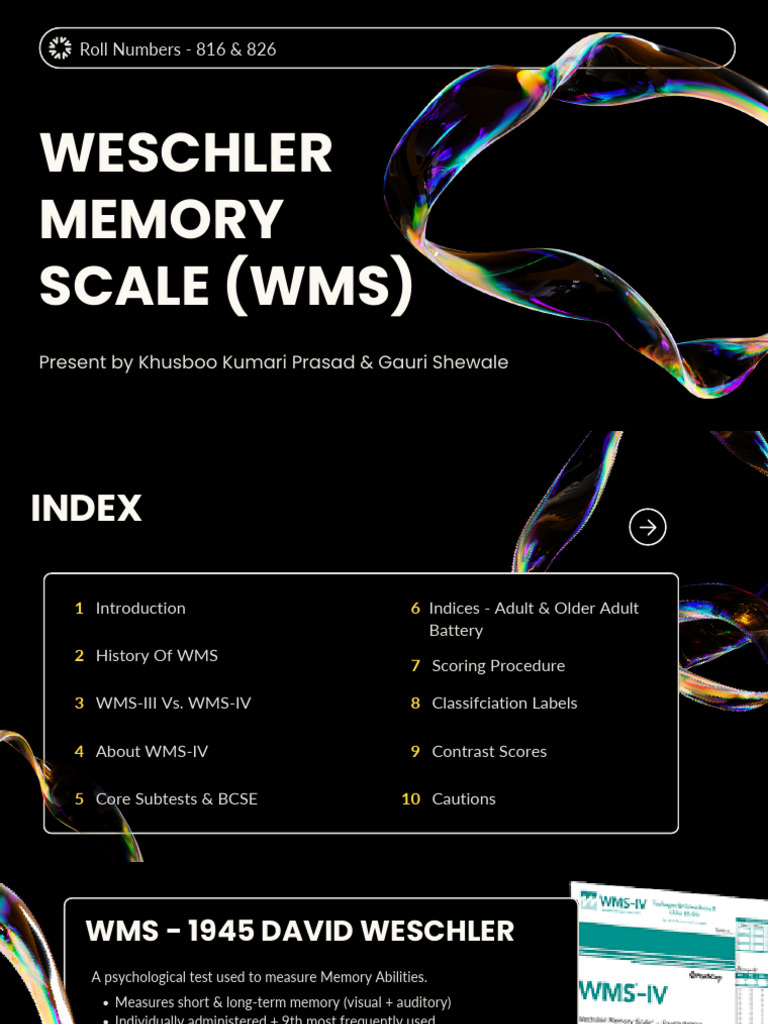 Wms - Khusboo & Gauri | PDF | Wechsler Adult Intelligence Scale | Memory