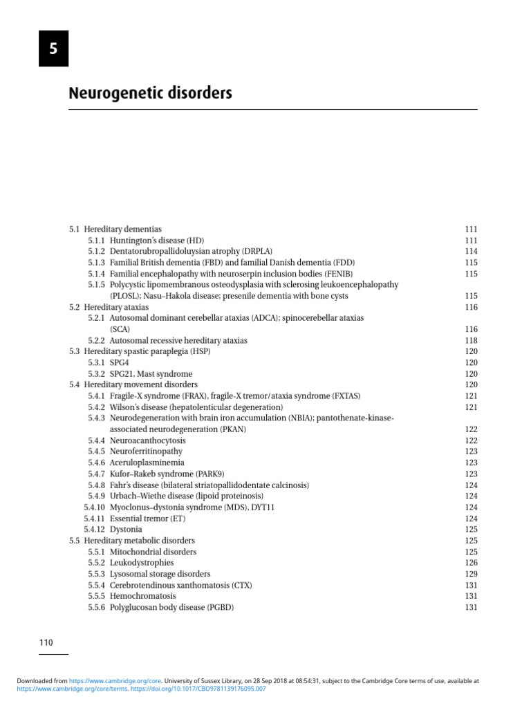 Overview of Neurogenetic Disorders | PDF | Memory | Dementia