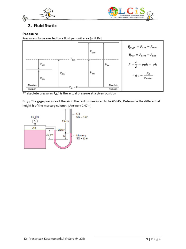 1617284319-02-fluid-static | PDF | Pressure | Pressure Measurement