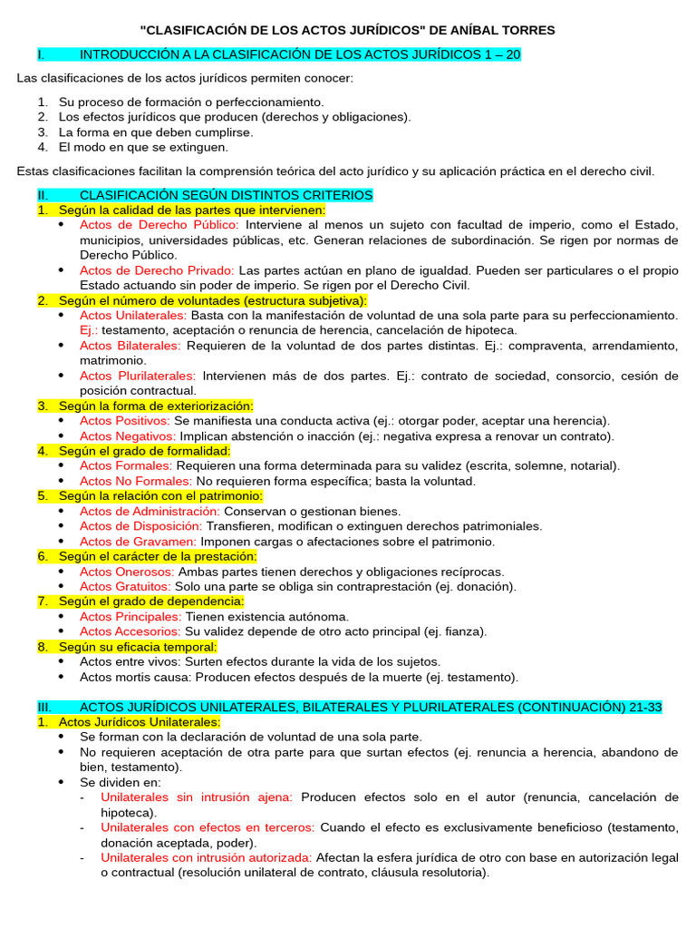 Resumen - Acto Juridico - Anibal Torres (1) | PDF | Donación | Justicia