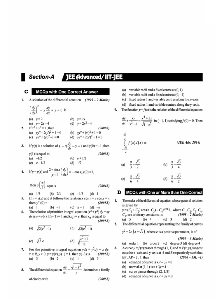 Chapter 19 - Differential Equations - IIT JEE Notes PDF NTA ...