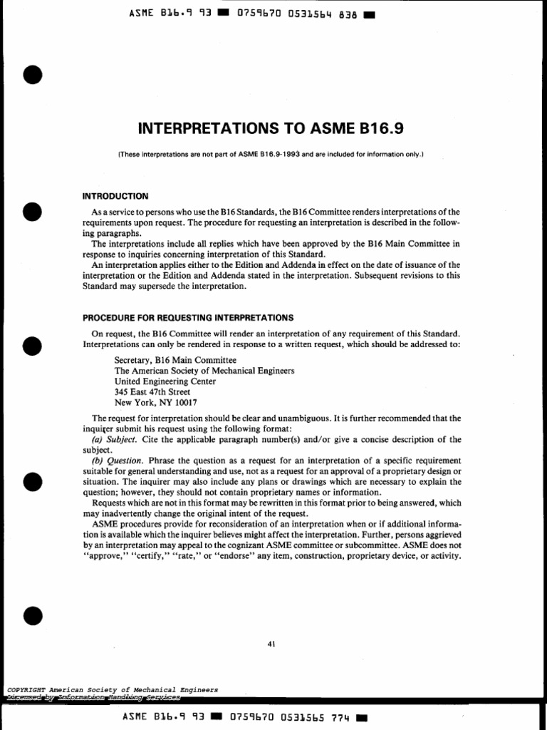 Asme B16.9 Int 1993 | PDF | Pipe (Fluid Conveyance) | Mechanical ...