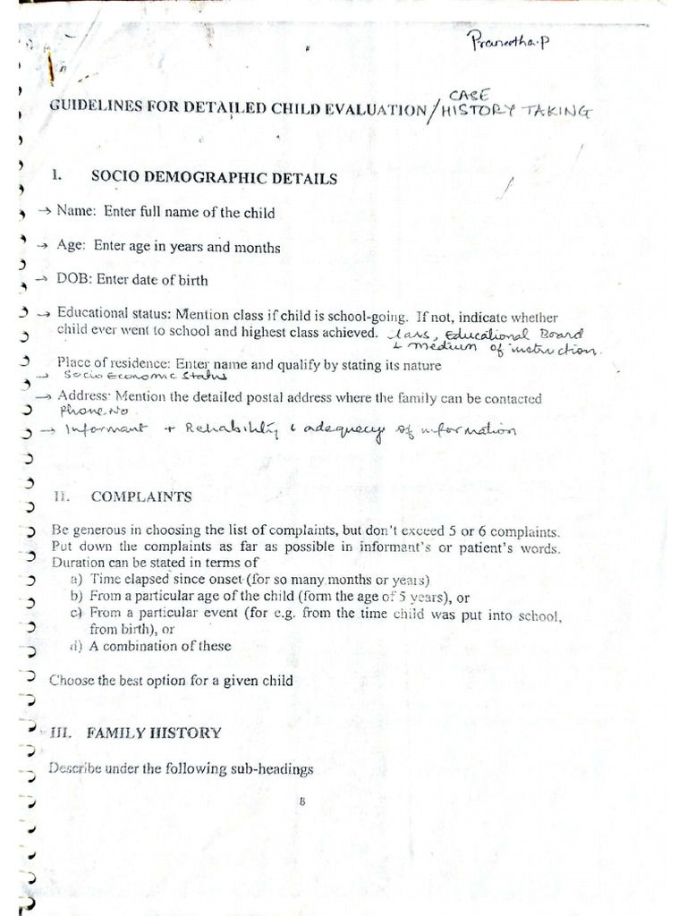 Child Case History | PDF