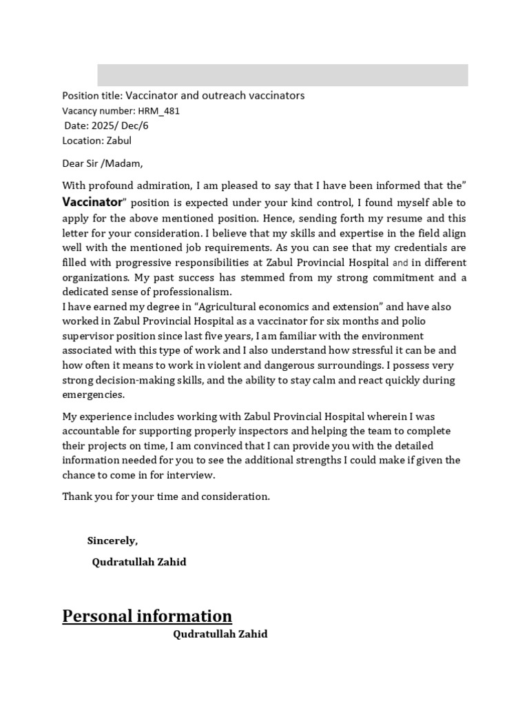 Qudratullah Zahid CV. | PDF