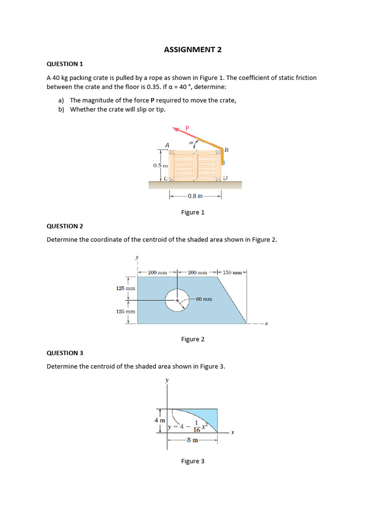 Physics Assignment: Forces and Centroids | PDF