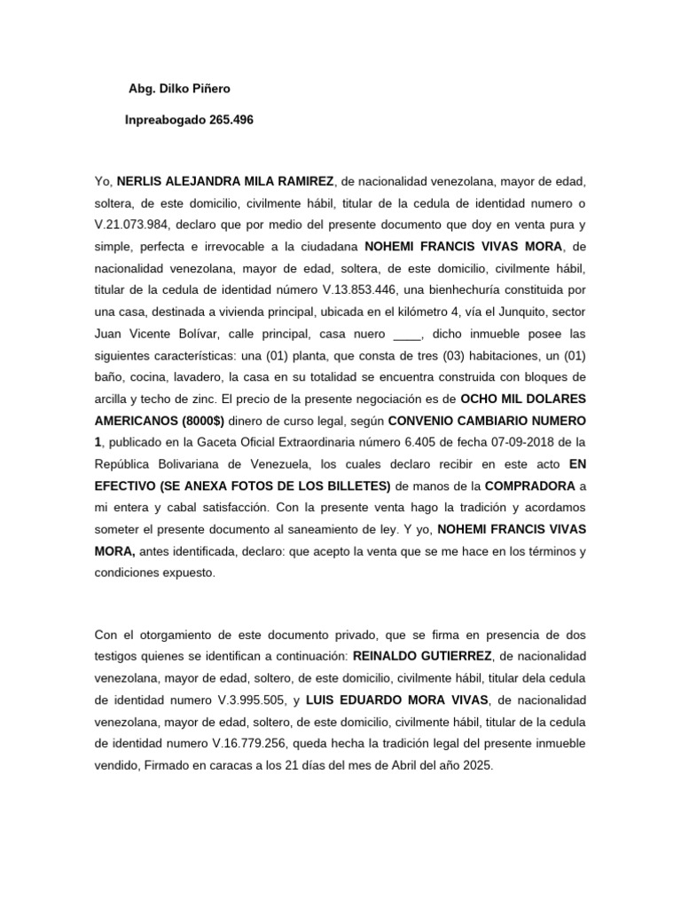 Compra Venta Nohemy | PDF | Venezuela