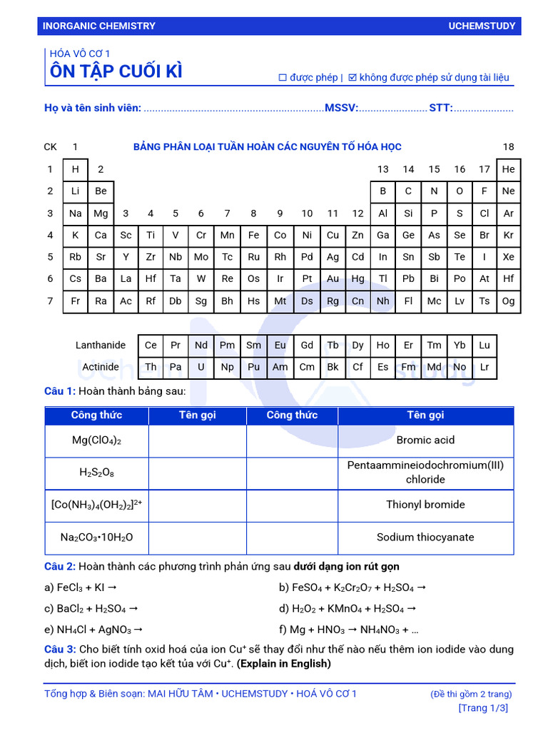 ÔN TẬP CK1 | PDF