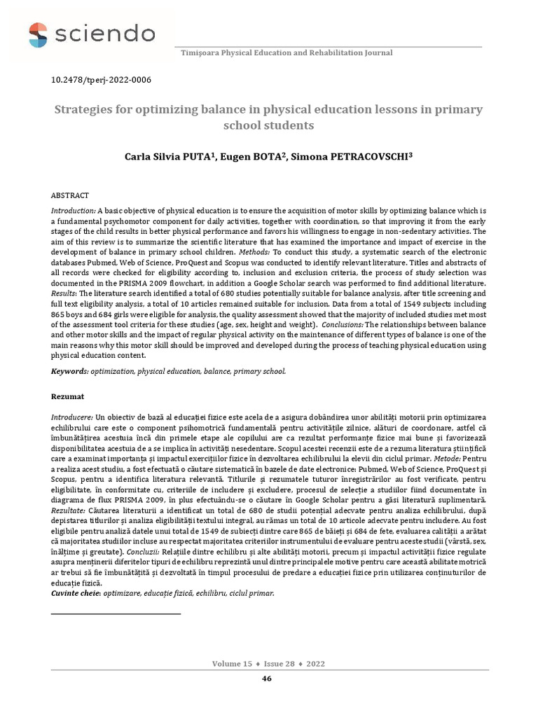 Strategies For Optimizing Balance in Physical Educ | PDF | Balance ...