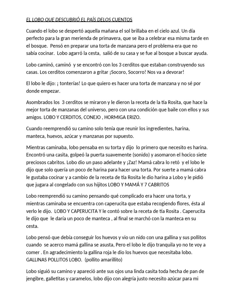 El lobo y su torta de manzana mágica | PDF
