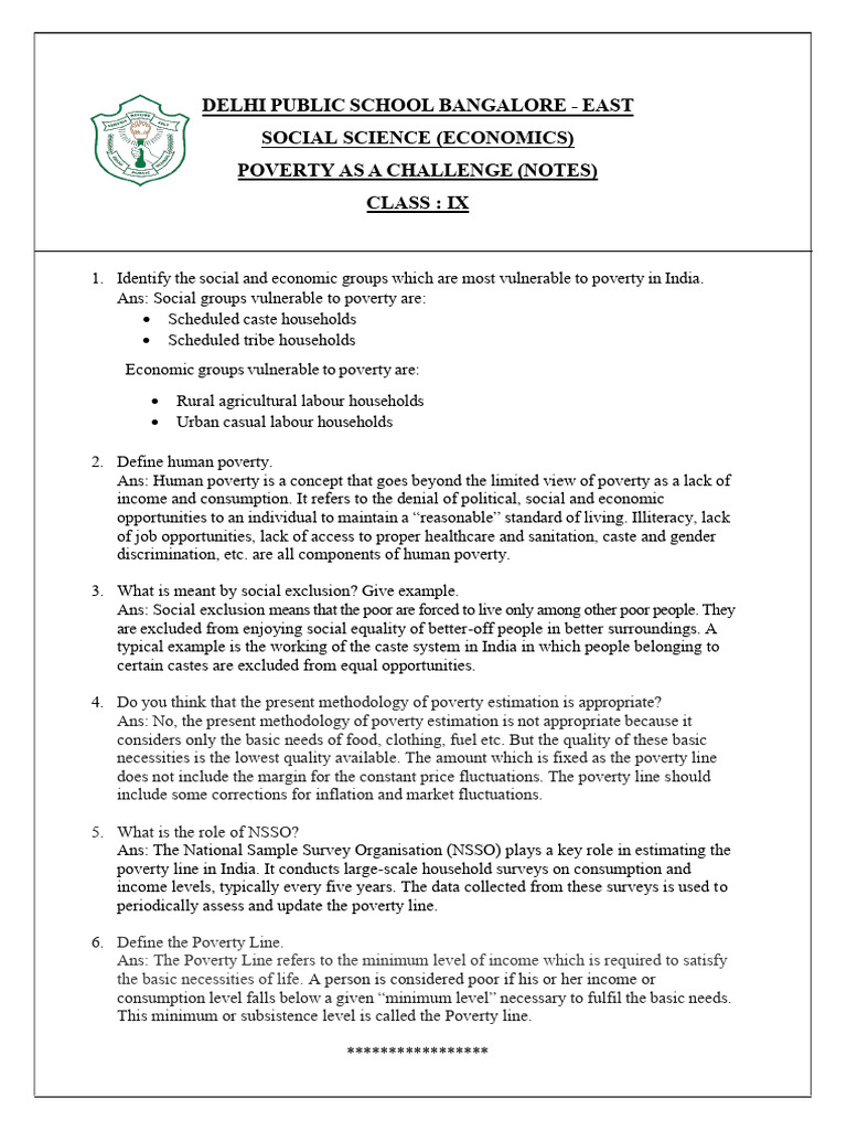Poverty Notes | PDF | Poverty | Poverty & Homelessness