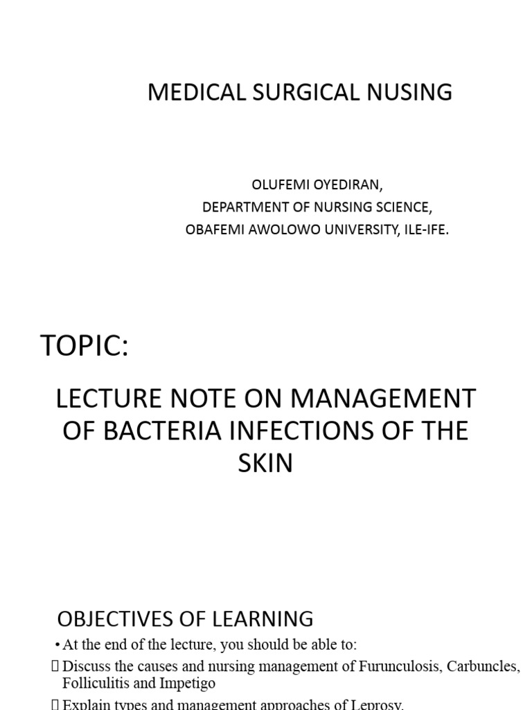 Lecture Note on Bacteria and Fungal Infections of the Skin.pptx | PDF ...