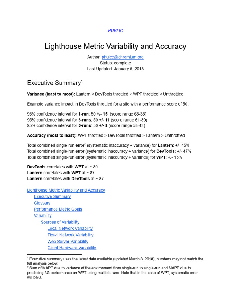 Lighthouse Metric Variability Analysis | PDF | Computer Network ...