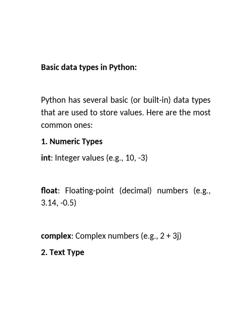 Basic Data Types in Python | PDF | Boolean Data Type | Software Engineering
