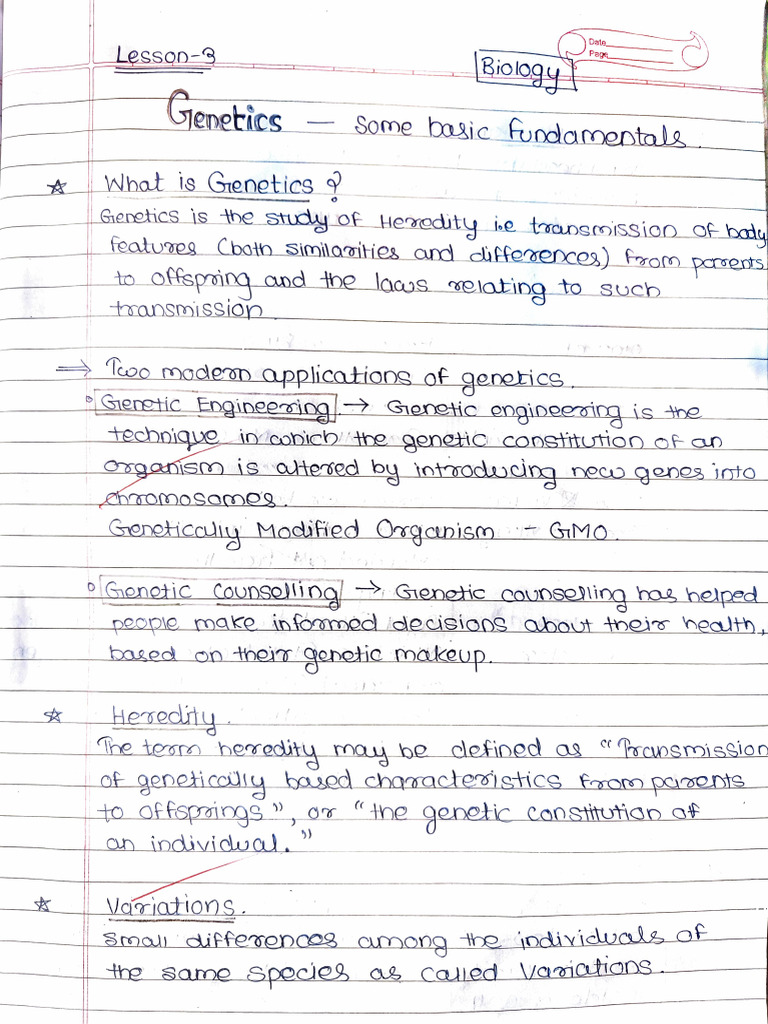 Genetics Bio Notes | PDF