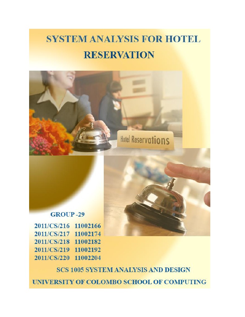 Hotel Reservation System Analysis and design | Cheque | Computing