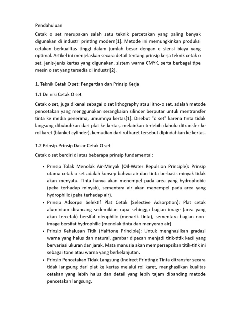 Teknik Cetak Offset & Spesifikasi | PDF