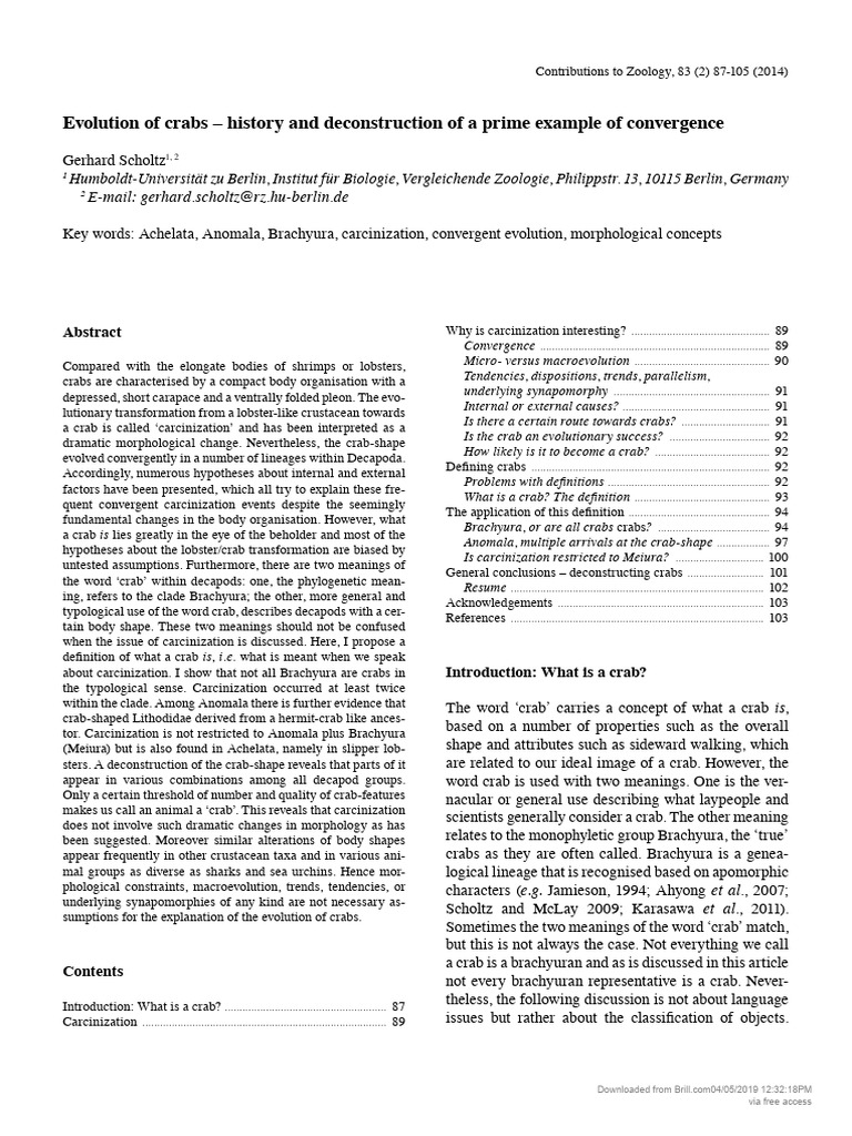 Evolution_of_crabs_-_history_and_deconstruction_of | PDF | Crab | Evolution