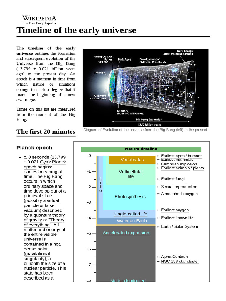 Early Universe Timeline Explained | PDF | Quark | Galaxy