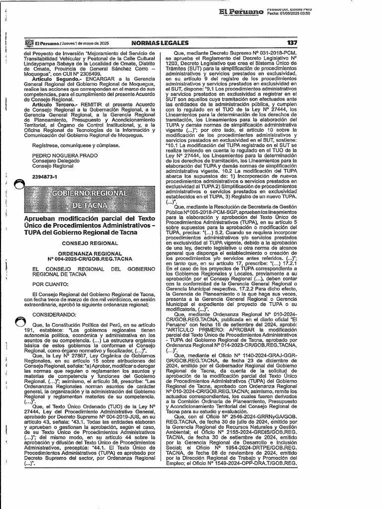 TUPA UGEL TACNA 2025 | PDF