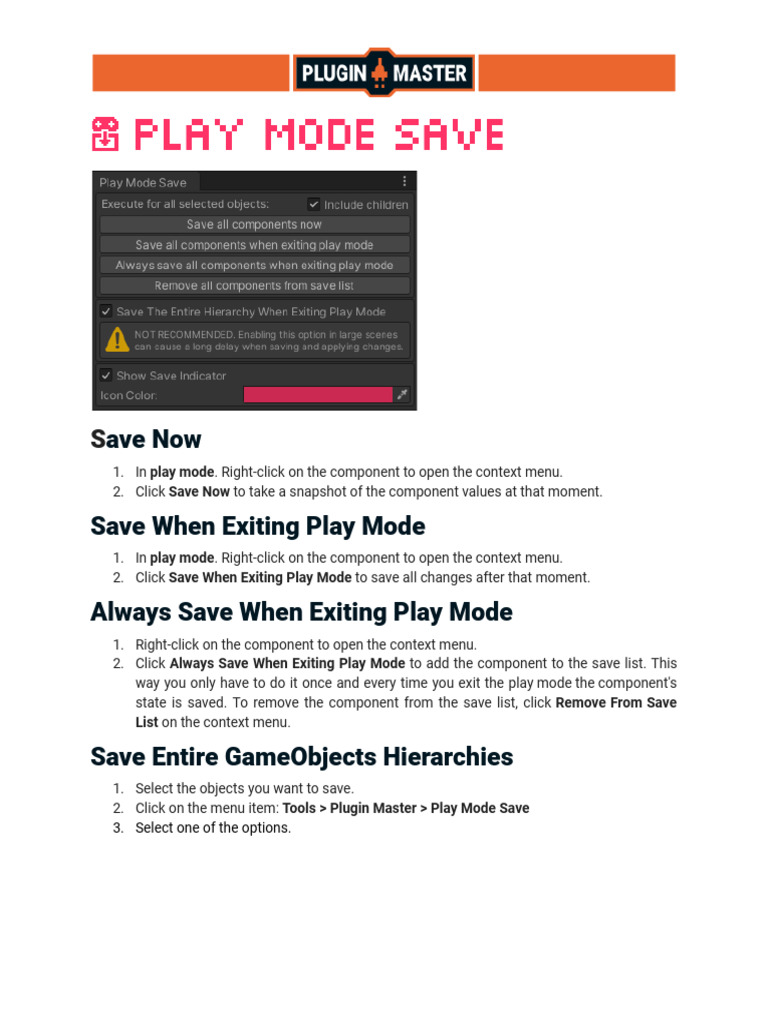 Play Mode Save: Unity Component Guide | PDF | Software | System Software