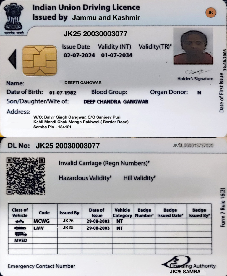Indian Union Driving Licence Details | PDF | Driving
