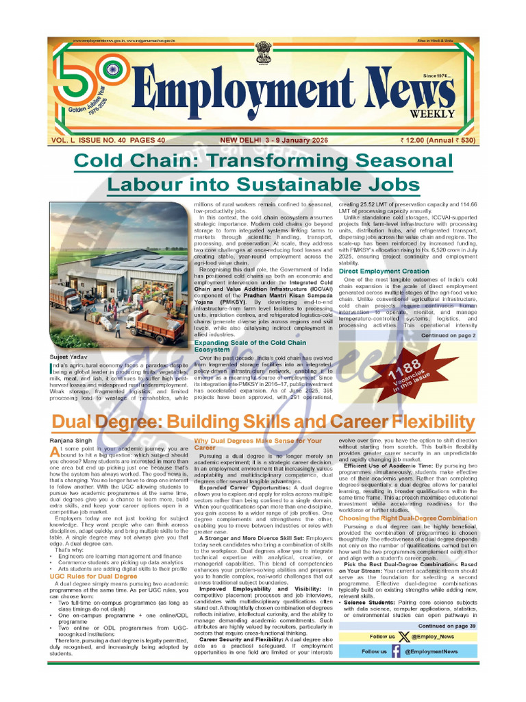 Employment News 03 09 JAN 26 | PDF