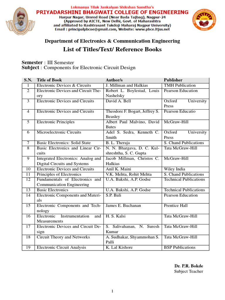 Electronics & Communication Books List | PDF | Vhdl | Field ...
