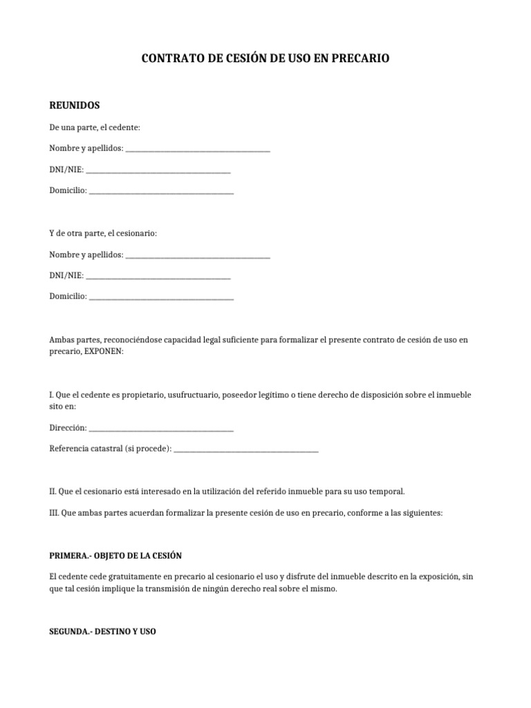 Contrato de Cesión de Uso Precario | PDF | Justicia | Crimen y violencia