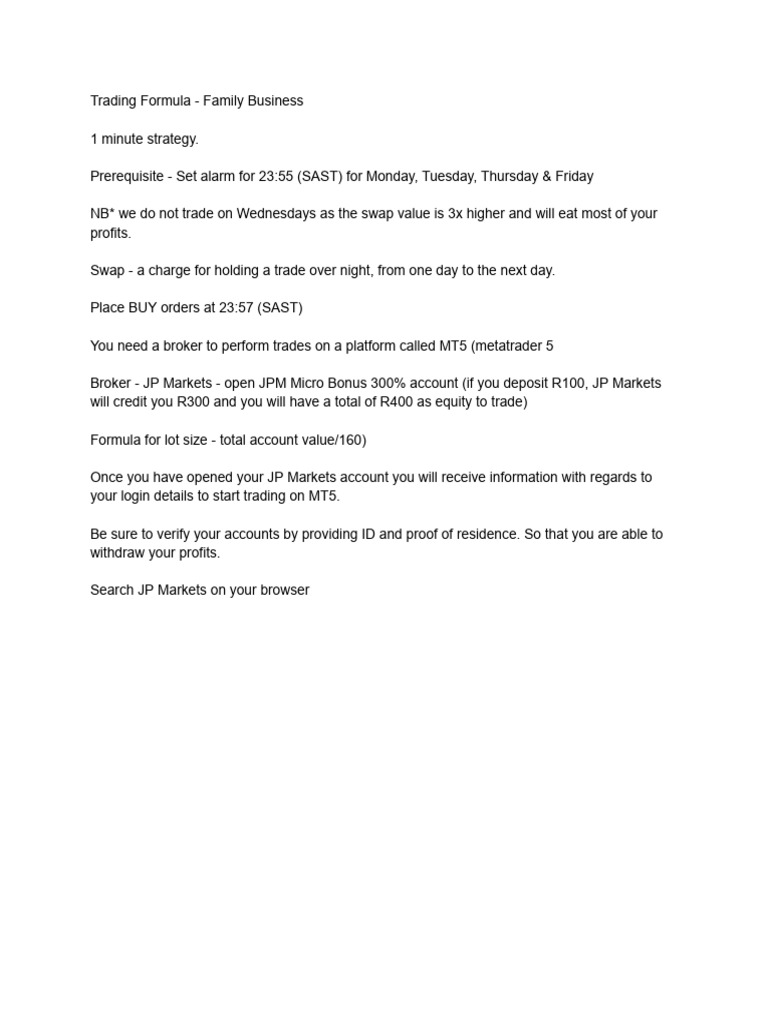 Trading Formula - Family Business(1) | PDF | Financial Markets ...