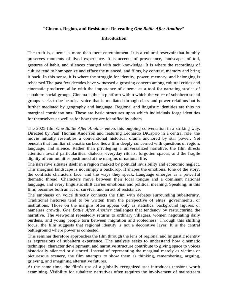 Cinema and Subaltern Identity in Film | PDF | Narrative | Linguistics