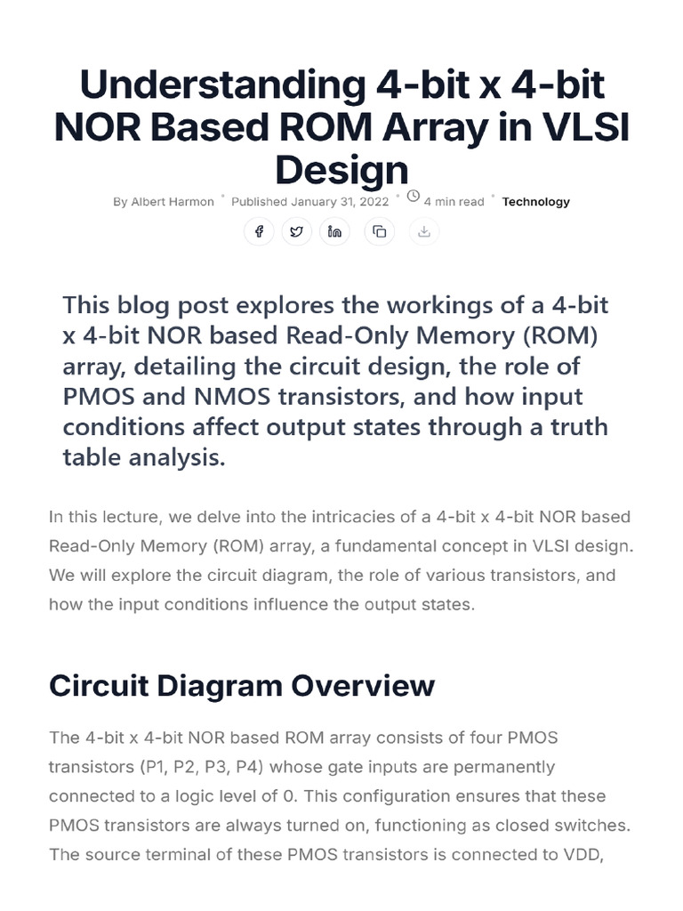 Understanding 4-Bit X 4-Bit NOR Based ROM Array in VLSI Design | PDF