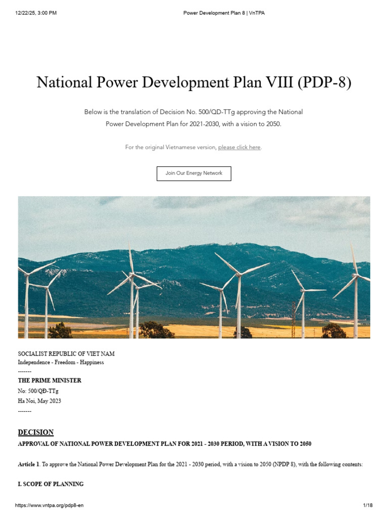 Power Development Plan 8 - VnTPA | PDF | Solar Power | Wind Power