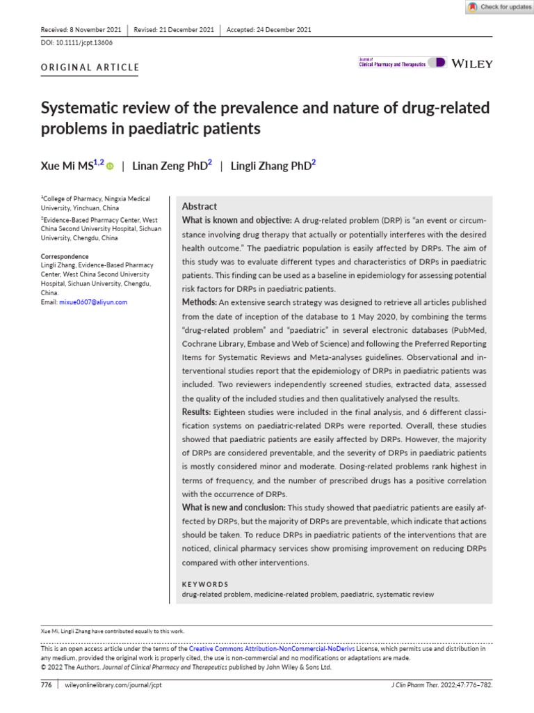Clinical Pharmacy Therapeu - 2022 - Mi - Systematic Review of the ...