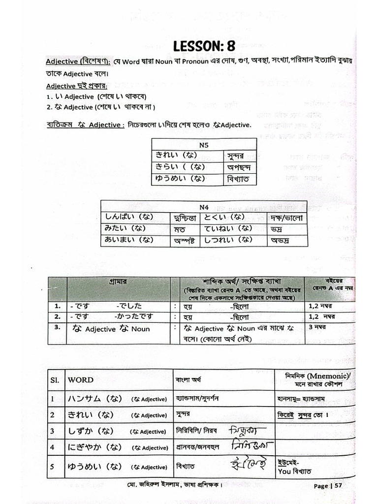 8 Lesson N5 Vocabulary | PDF