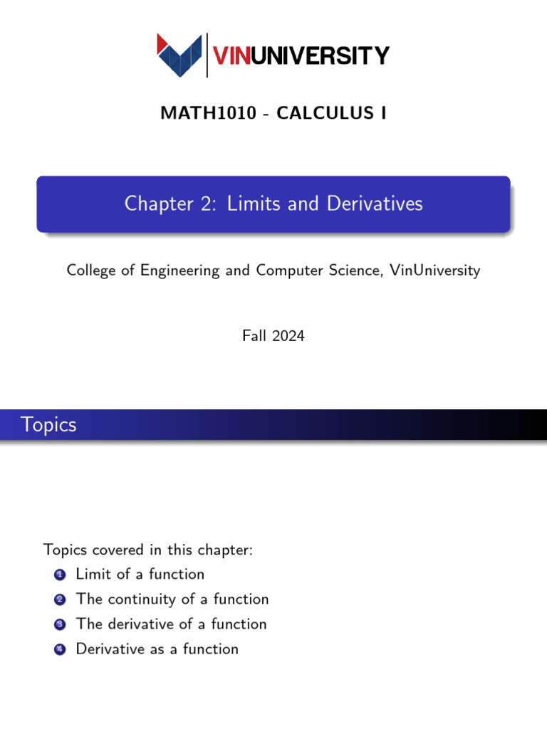 Calculus I: Limits and Derivatives | PDF | Limit (Mathematics) | Asymptote